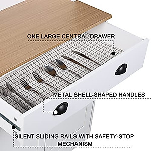 MUPATER Kitchen Pantry Storage Cabinet with Microwave Stand, 72'' Freestanding Hutch Cabinet with Buffet Cupboard, Drawer and Doors for Home, White