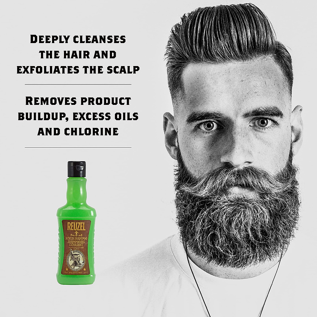 Reuzel Scrub Shampoo, Deeply Cleanses, 11.83 oz