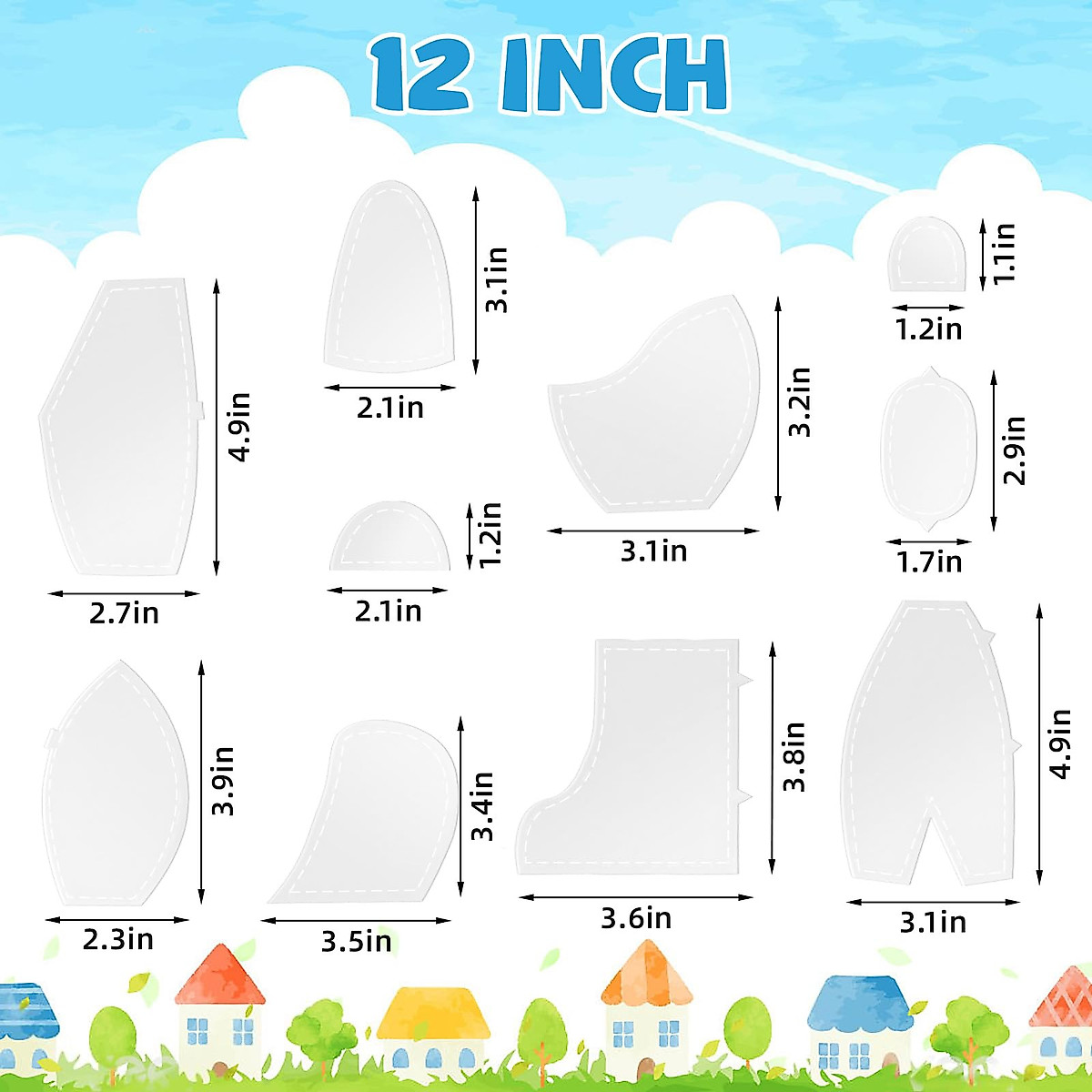 10 PCS Memory Bear Template Ruler Set — Memory Bear Patterns for Sewing Quilting Templates, Acrylic Quilting Rulers and Templates for Sewing Bear Pattern Memories Home Sewing Art Craft (12 inch)