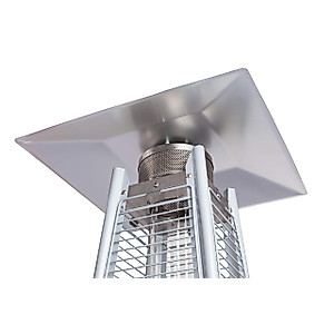 Fire Sense 60523 Pyramid Flame Patio Heater 40,000 BTU Outdoor Propane Heater Tower with Wheels - Stainless Steel