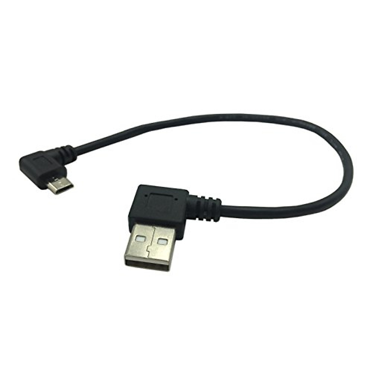 CERRXIAN 9Inch Micro USB Cable Combo Left & Right Angle Micro USB 5 Pin Male to USB 2.0 Type A Right Angle Male Data Sync and Charge Cable (Black)(2-Pack) R