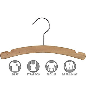The Great American Hanger Company Rounded Wooden Kids Hanger, Box of 25 12 Inch Wood Top Hangers w/Natural Finish & Chrome Swivel Hook for Childrens Clothes