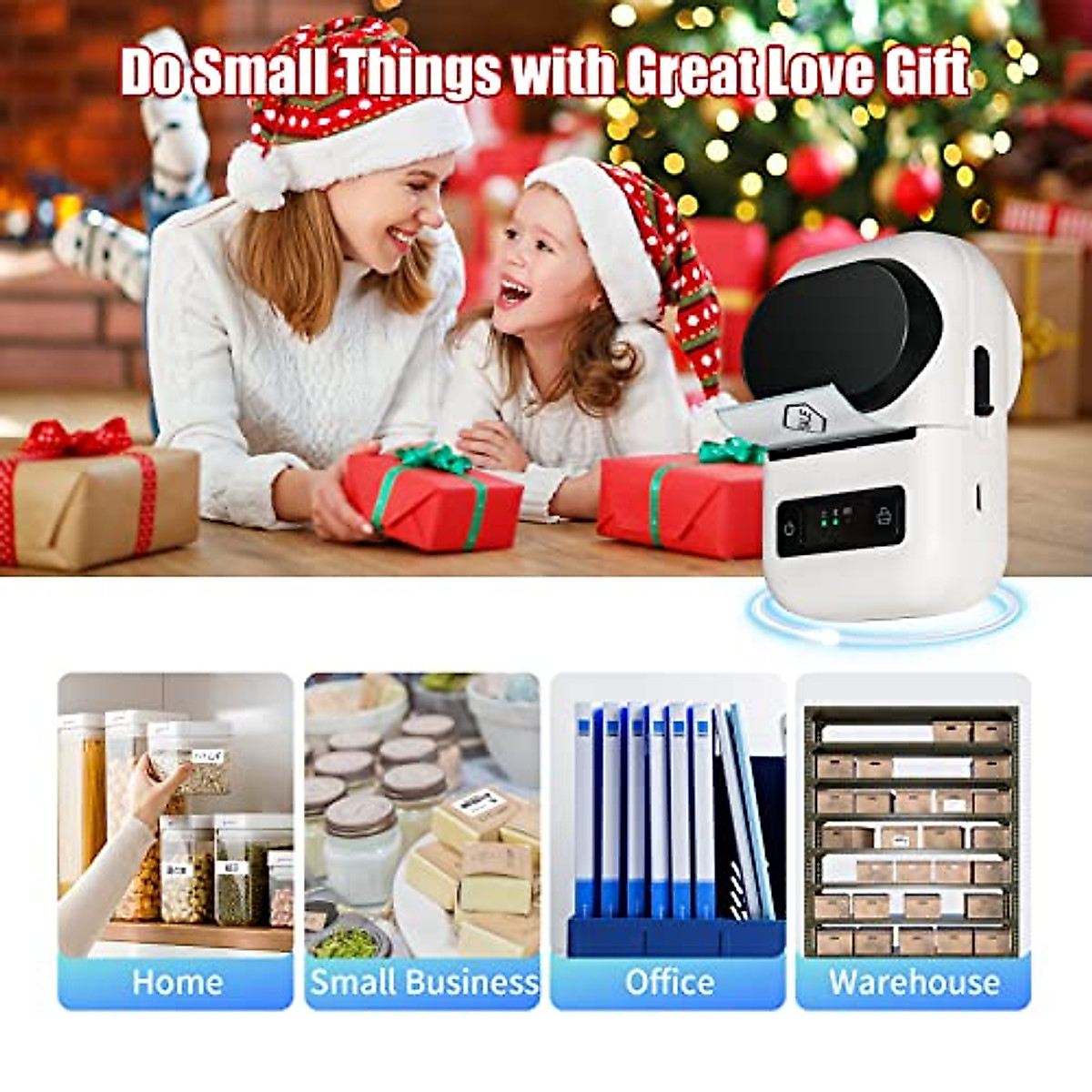 MORTENTR Label Makers, Portable Bluetooth Thermal Label Printer for Barcode Name Address Clothing Jewelry Retail Small Business Home Office, Compatible with Android & iOS, with 1.96x1.18 inch Label
