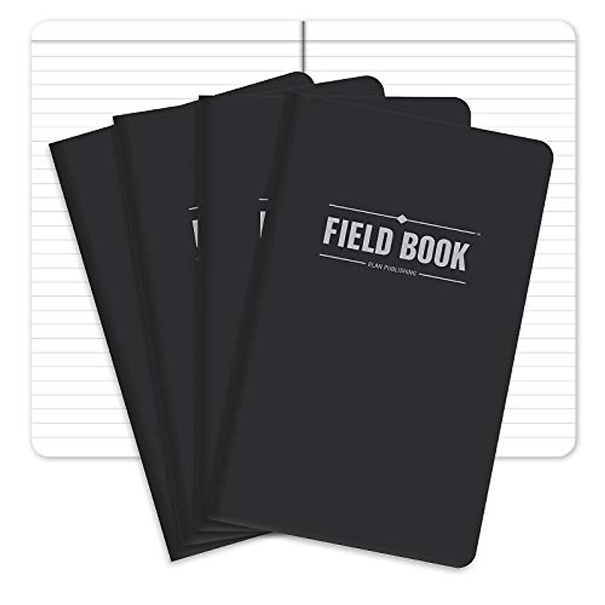 Field Notebook/Journal - 5"x8" - Black - Lined Memo Book - Pack of 4