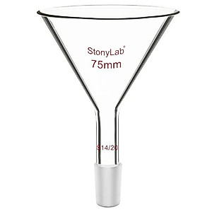 stonylab Borosilicate Glass Powder Funnel, Short Neck, 14/20 Joint Size, 75 mm Diameter
