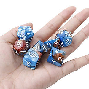 OTGO 7pcs/Set D4-D20 Portable Acrylic Polyhedral Dice Table Gaming Dice Set(Sky Blue)