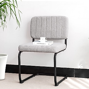 Adeco Velvet Dining Set of 2, Comfy Back & Chrome Metal Base, Modern Upholstered Armless Chairs Seat for Bedroom Living Room Side Table, Grey