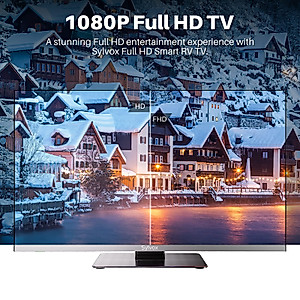 SYLVOX Smart RV TV, 24 inch TV with DVD Player Built-in, 12 Volt TV for RV Camper 1080P FHD, Android Smart Free Download APPs, Support WiFi Bluetooth, 2 HDMI & 2 USB, AC/DC Powered, Frameless Design