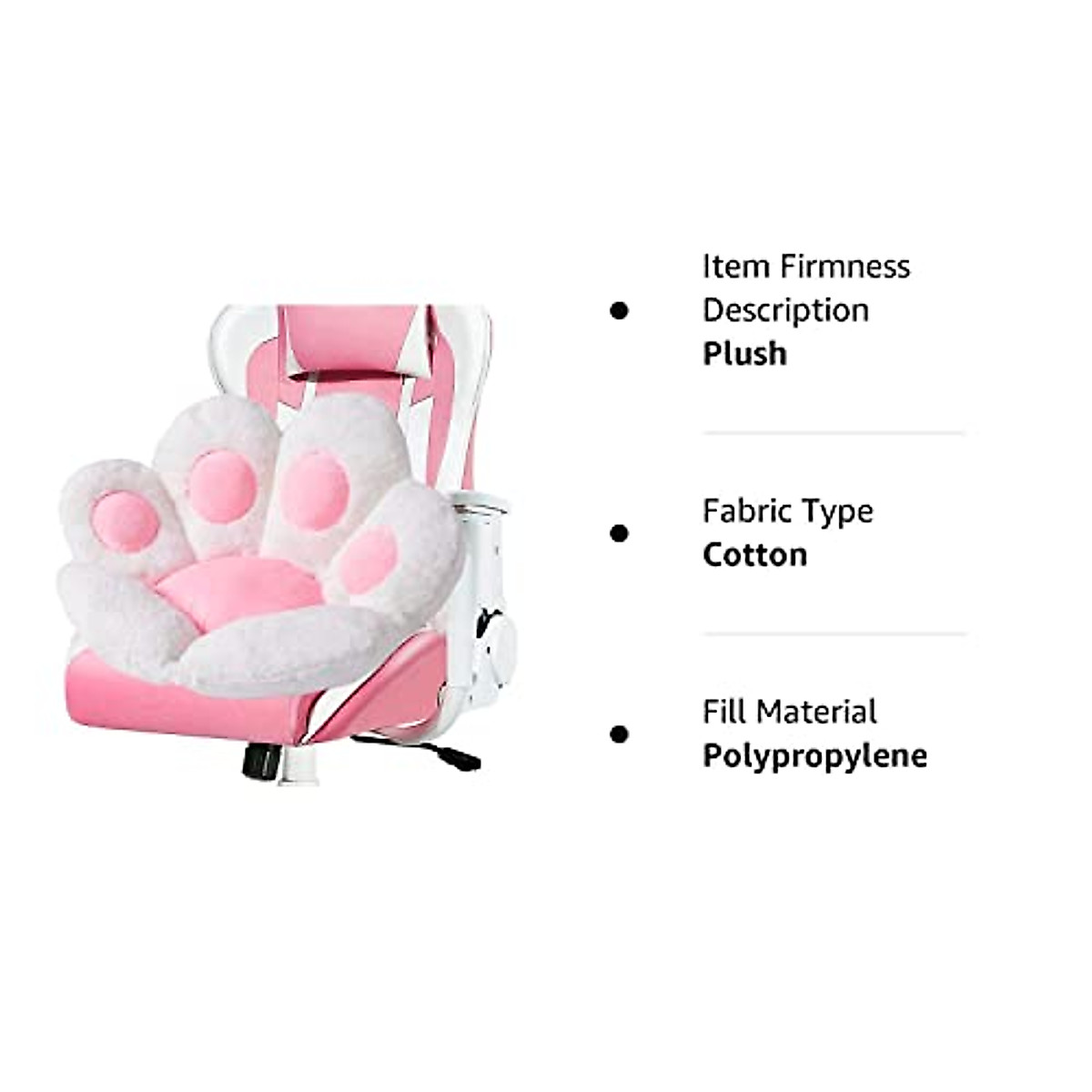 DOBUONO Cat Paw Cushion Cute Chair Cushions Kawaii Cat Paw Shape 28"x 24"Gaming Chair Cushion Kitty Plush Lazy Sofa Pillow for Girl Gamer Chair,Kawaii Accessories Stuff Room Decor (White)