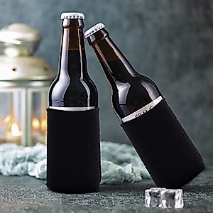 LUCKIPLUS Black Beer Can Coolers Neoprene Can Sleeves Collapsible Insulated Coolers Bulk 12 Packs, 25 Packs (50, Black)