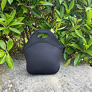 FlowFly Neoprene kids Lunch box Insulated Soft Bag Mini Cooler Thermal Meal Tote Kit for Boys, Girls,Men,Women,School,Work, Office,Black