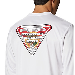 Columbia Men's Terminal Tackle PFG State Triangle LS, White/Fl Flag, 5X Tall
