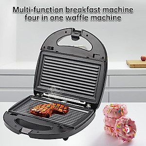 Waffle Maker 4 in 1, Mini Waffle Maker with Removable Plate, Waffle Iron Waffle Machine, Non-stick Coating 750W Double-Sided Heating, LED Indicator Lights, Cool Touch Handle, Easy to Use & Clean
