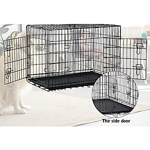 EDMBG Dog Crate 36x23x26 Large 2 Door Pet Kennel Cage Folding Portable Travel Metal
