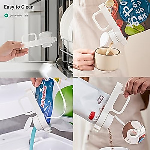 BOOLSFMAM Food Bag Sealing Clip with Pour Spout, Chip Bag Clips Set, Food Clips to Seal Pour Food Storage Bag Clip with Spout for Cereal, Snacks, and More (4)