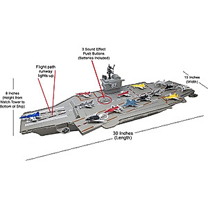 30 Inch Aircraft Carrier with Sound Effects and Light Up Runway (14 Fighter Jets)