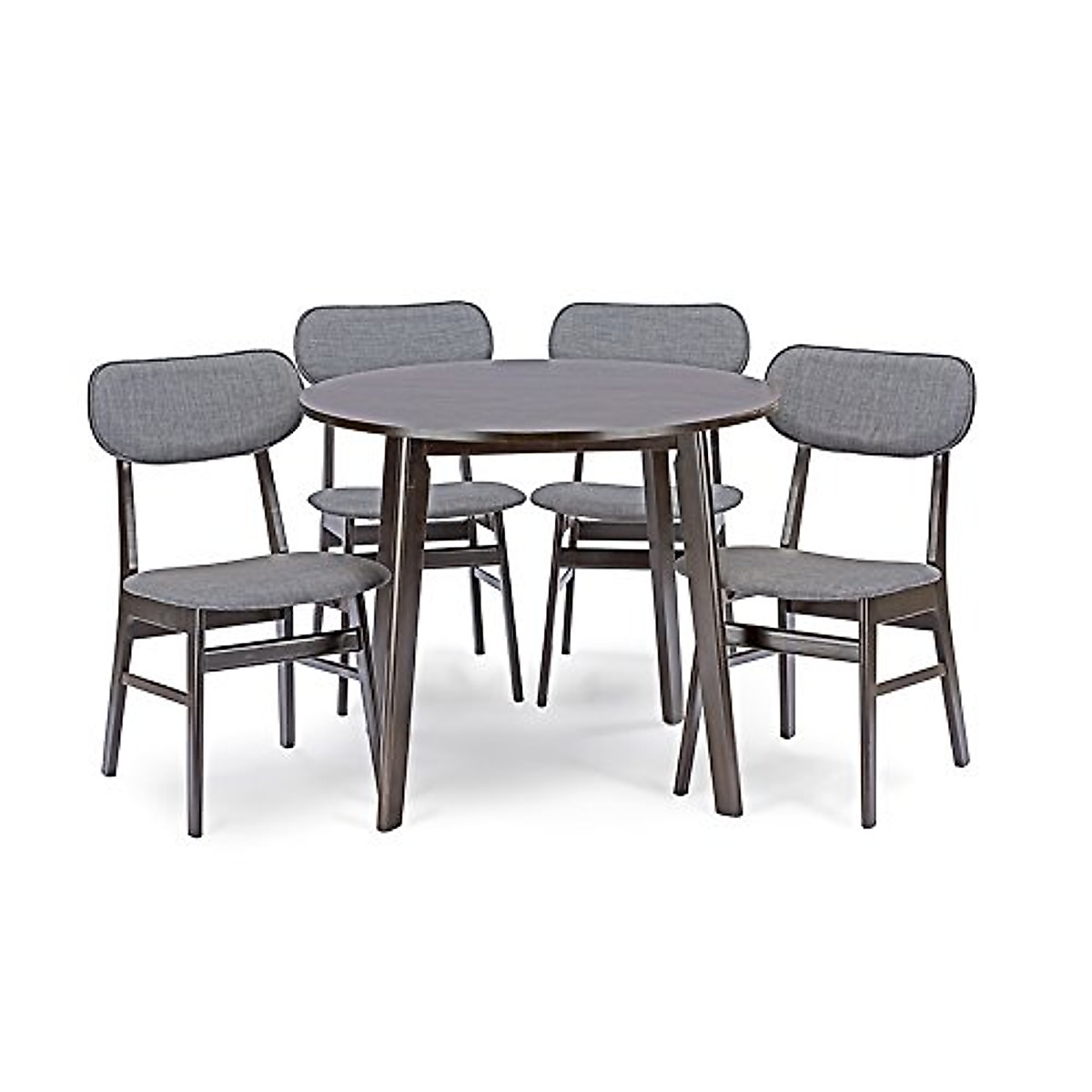 Baxton Studio Debbie Mid-Century Round Dining Table, Dark Brown
