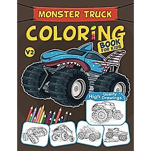 Monster Truck Coloring Book For Kids: Unique Gift For Boys & Girls, Monster Trucks Lovers
