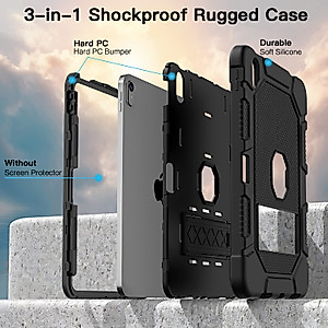 Azzsy Case for iPad 10th Generation 10.9 Inch 2022, [Built-in Pencil Holder] Heavy Duty Shockproof Rugged Protective Case for iPad 10.9 Inch 2022 Release, Black