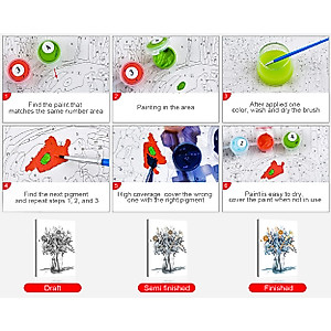 Flower Paint by Number, Paint by Numbers for Adults Kids Beginner, DIY Oil Painting by Numbers on Canvas with Brushes and Pigment for Kids Perfect Gifts - 16x20 Inch, without Framed