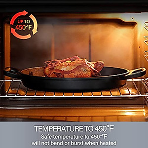 S·KITCHN Cast Aluminum Griddle Pan for Stovetop with Lid - Lighter than Cast Iron Skillet,Round Frying Pans Nonstick Grill Pan Dishwasher & Oven Safe,12IN