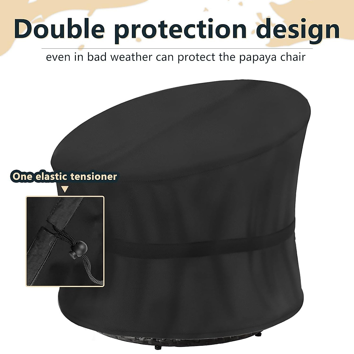 TORUTA Papasan Chair Covers 47" Black 420D Waterproof Material Patio Outdoor Furniture Wicker Saucer Rocking Swivel Chair Slip Covers Protection