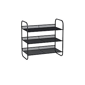 Shoe Rack Shoe Shelf Stackable Shoe Rack 3 Tier Shoe Rack, Stackable and Adjustable Sturdy Metal Mesh Shoe Storage Organizer Shelf, Ideal for Entrance, Living Room, Bedroom Shoe Bench Stackable Shoes