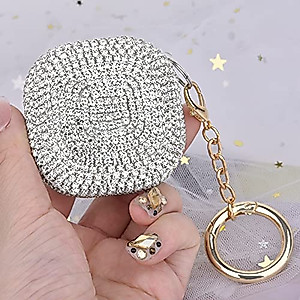 Case for Samsung Galaxy Buds 2 / Buds Live/Buds Pro/Buds 2 Pro, Filoto Cute TPU Earbuds Protective Case Cover with Shiny Disco Ball Keychain Accessories for Women Girls (Glittery Silver)