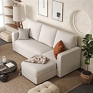 JUMMICO Convertible Sectional Sofa Couch, L-Shaped Couch with Reversible Chaise, Modern Linen Fabric Couches for Living Room, Apartment and Small Space (Light Gray)