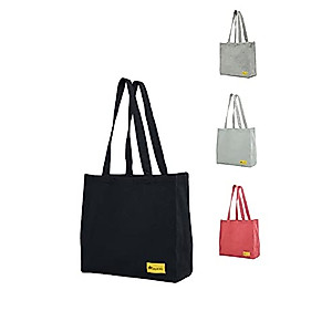 JOORY Premium Cotton Canvas Tote Bag with 6 Internal Pockets – Washable Heavy-Duty Cotton Canvas Bag with Reinforced Stitching Dark Blue