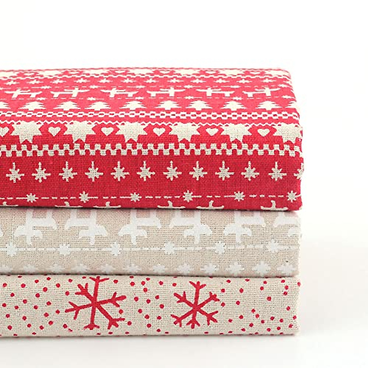 Xmas Pattern Cotton Linen Fabric DIY Christmas Decoration Fabric for Patchwork Dress Sofa Curtain45X45CM (M1-3-2)