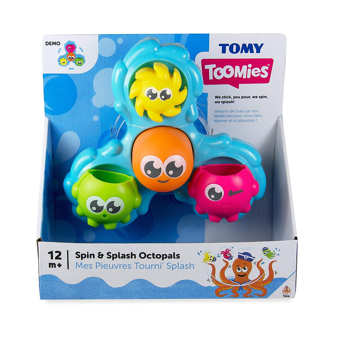 Toomies Tomy Spin & Splash Octopals Toddler Bath Toy You Pour and They Spin & Splash