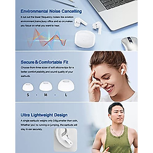Wireless Earbuds Bluetooth Headphones with Charging Case,Noise Cancelling,Touch Control,40H Playtime with Built-in Microphone,Compatible with iPhone& Android,IPX7 Waterproof for Sport and Work (white)