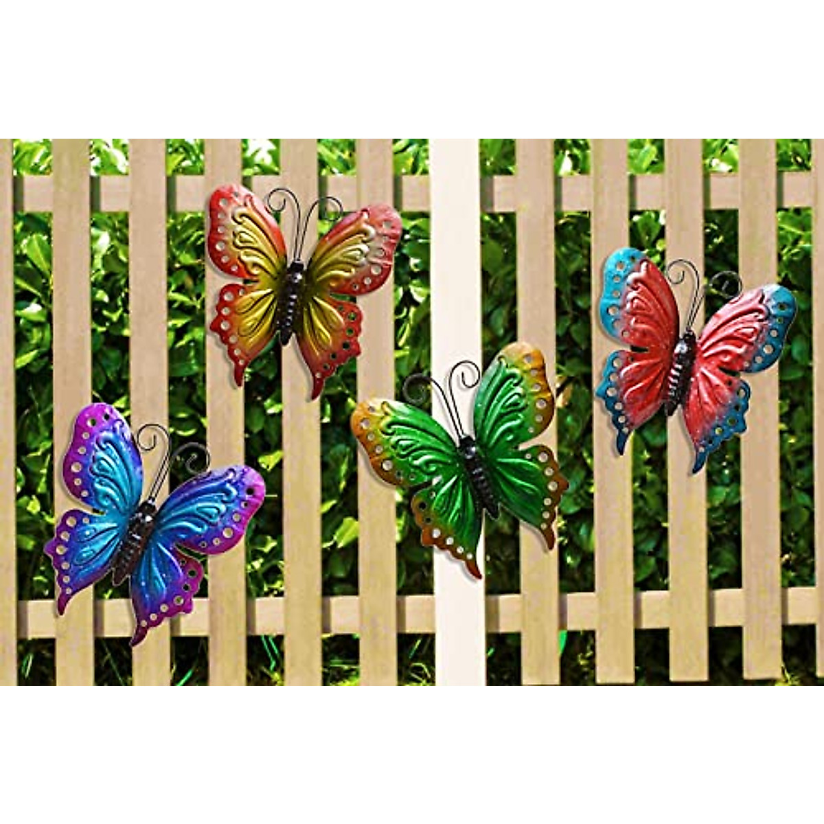 ShabbyDecor Metal Butterfly Wall Decoration Butterfly Outdoor Garden Decor Set of 4