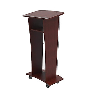 FixtureDisplays® Wood Podium with Frost Acrylic Front Panel, 46.5 Tall Pulpit Lectern, Easy Assembly Required 1803-5