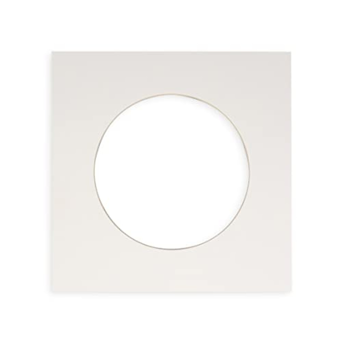 16x16 Mat Bevel Cut for 12x12 Photos - Precut White Circle Shaped Photo Mat Board Opening - Acid Free Matte to Protect Your Pictures - Bevel Cut for Family Photos, Pack of 1 Matboard