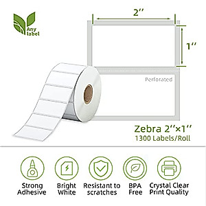 Anylabel Compatible 2" x 1" Direct Thermal Labels Replacement for Barcodes Postage Address Shipping Compatible with Rollo & Zebra Desktop Printers Adhesive & Perforated (24 Rolls, 1300 Labels/Roll)