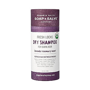 Chagrin Valley Soap & Salve Organic Natural Dry Shampoo Powder - for Dark Hair, Lavender Rosemary, Absorbs Oil Between Washes, Refreshes Hair, Non-GMO, Vegan, No Talc, 4.5 fl oz