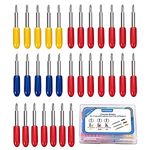 30PCS Fine Point Blades,STREWEEK Cutting Blades for Cricut Explore Air 2/Air 3/ Maker 3 Expression, Including 5PCS 30°Shallow Blades, 20PCS 45°Standard Blades and 5PCS 60°deep Cutting Blades