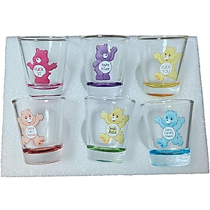 SIHPTO Swear Bears Shot Glasses 6-Pack Mini Glass Set，1.5 Ounces Swear Bears One Mouth Cup，Cocktail, Whiskey Six Colors Shot Glasses Set