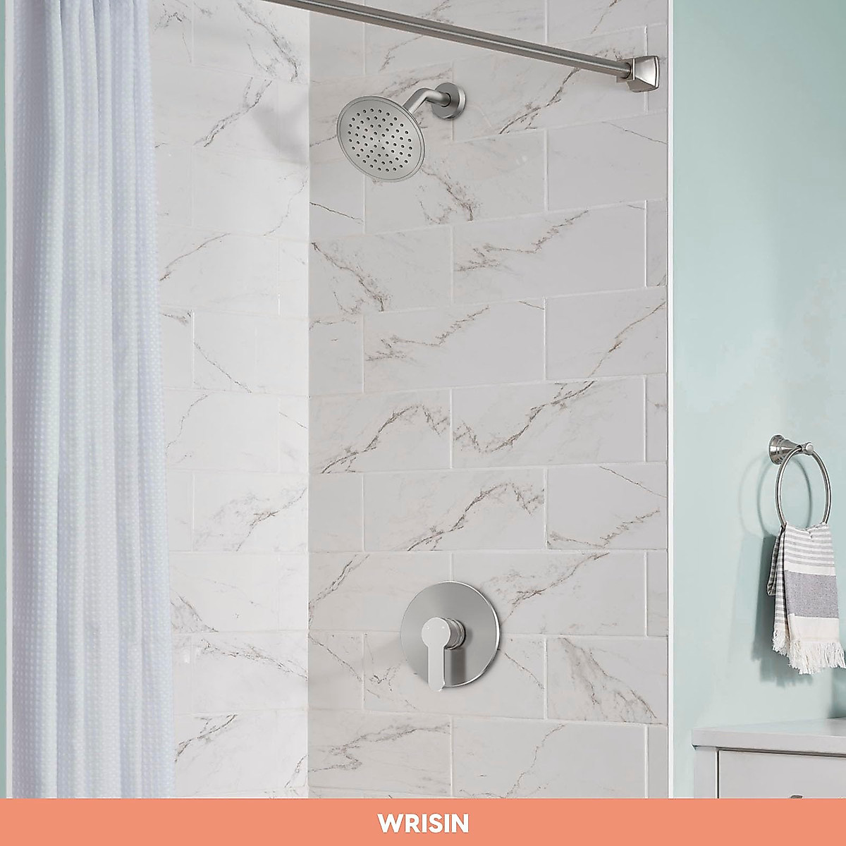 WRISIN Shower Faucet Set Brushed Nickel, Shower Valve and Trim Kit with 6 Inch Shower Head, Shower Valve Kit