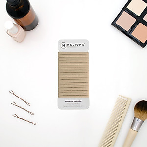 Heliums Seamless Hair Ties - Sandy Blonde - Skinny 6mm No Damage Ponytail Holders, 1.75 Inch, Medium Hold for Thin to Normal Hair - 18 Pack