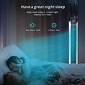 MEPTY Tower Fan with Remote, 36'' Oscillating Bladeless Fan, Quiet Cooling Fan with 15H Timer,3 Speeds,3 Modes,Standing Floor Fan, Tower Fan for Bedroom Office Living Room