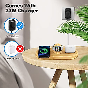 Wireless Charger, OTESS 15W Wireless Charging Station Compatible with iPhone 13 Pro Max/12/11 XS Max/SE, Fast Charging Pad Dock for iWatch 7/6/5/SE, AirPods Pro & All Qi-Enabled Devices(with Adapter)