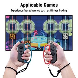 Mcbazel Boxing Grip with Hand Straps for NS Switch/Switch OLED Joy-Con Fitness Boxing Game Blue and Red