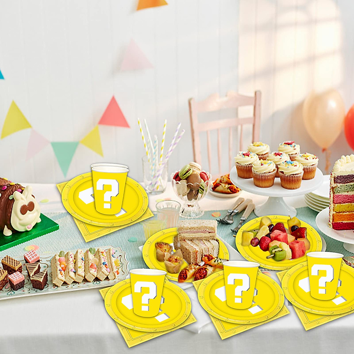 Nuwontun Mario Birthday Party Supplies Mario Children’s Party Favors Includes Cups Plates Napkins for Mario Birthday