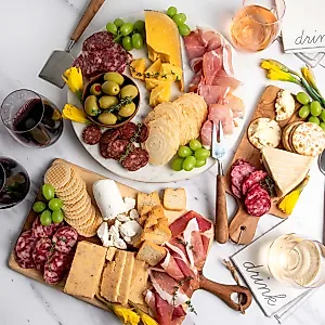 igourmet Grand Assortment of Meat and Cheese Favorites - Gouda, Cheddar, Chevre, and Fromager Cheeses, Ham, Prosciutto, and 4 Types Of Incredible Salami, 4 Types Of Crackers, and Stuffed Greek Olives