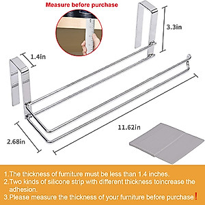 Numola Paper Towel Holder, Hanger Paper Rolls Rack Under Cabinets Less Than 1.4", Double Support Paper Towel Hook for Kitchen/Bathroom/Toilet/Pantry with 8 Anti-Skid Silicone Strips