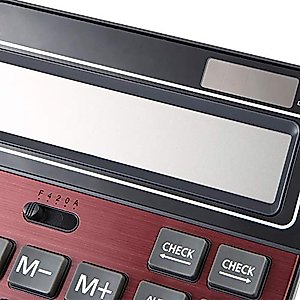 Meichoon Solar Battery Calculator Dual Power Large Standard Function Desktop Business Calculator with 14 Digit Large LCD Display Convenient for Office & Home KA06 Red
