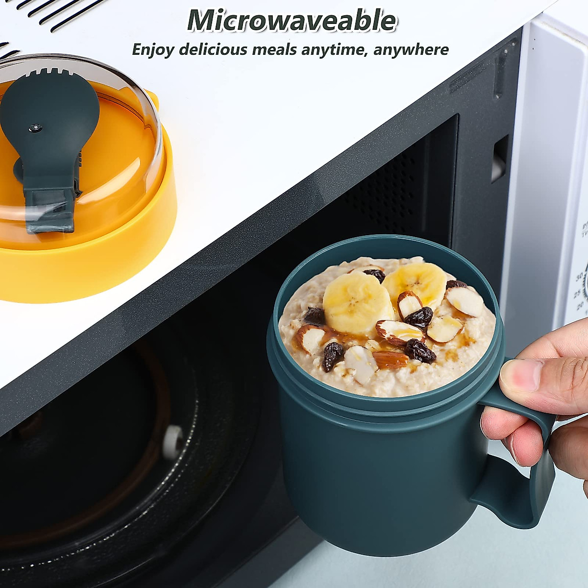 Microwavable Soup Cup With Lid: Soup Mug Soup Bowl Soup To- Go Container Cereal Cup With Cover And Scoop for Soups, Noodles, Hot Cereal And More